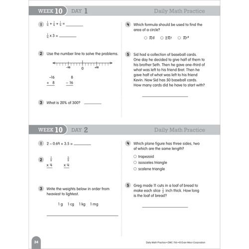 Grade 5 Daily Math Practice, Student Workbook Paperback