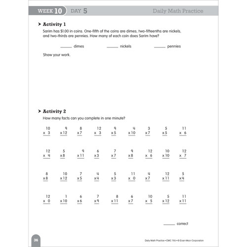 Grade 5 Daily Math Practice, Student Workbook Paperback