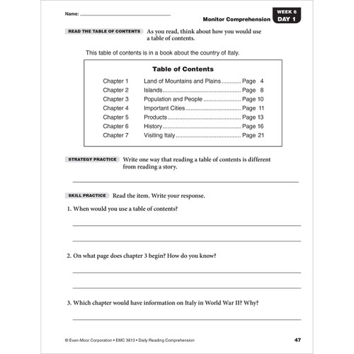 Grade 3 Daily Reading Comprehension, Student Workbook Paperback
