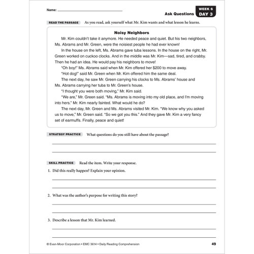 Grade 4 Daily Reading Comprehension, Student Workbook Paperback