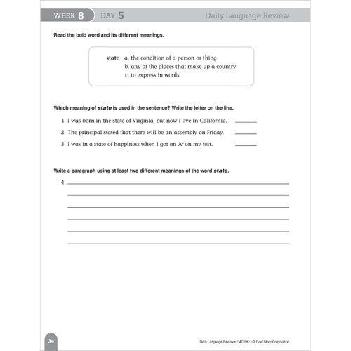 Grade 4 Daily Language Review, Teacher Resource Book eBook