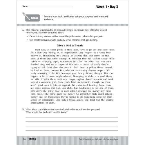 Grade 7 Daily 6-Trait Writing, Teacher Resource Book eBook