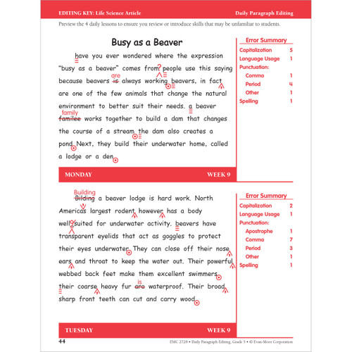 Grade 5 Daily Paragraph Editing, Teacher Resource Book eBook