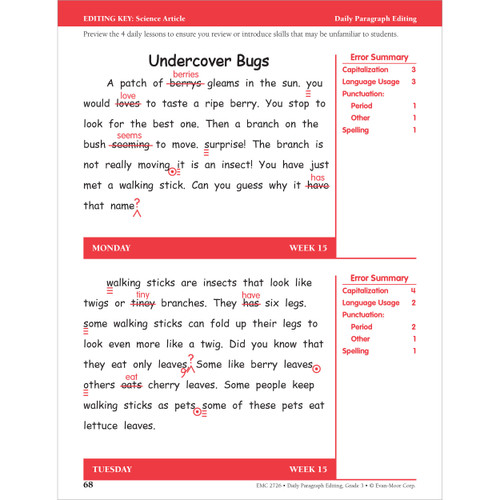 Grade 3 Daily Paragraph Editing, Teacher Resource Book eBook