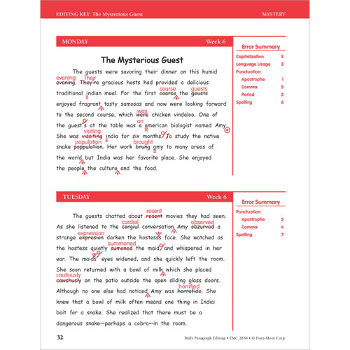 Grade 8 Daily Paragraph Editing, Teacher Resource Book eBook