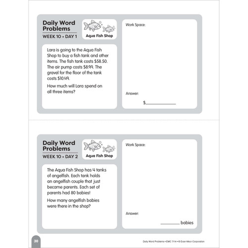 Grade 4 Daily Word Problems Math, Student 5-Pack Workbook Bundle Paperback