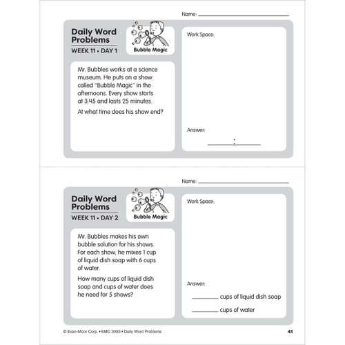 Grade 3 Daily Word Problems Math, Teacher Resource Book eBook