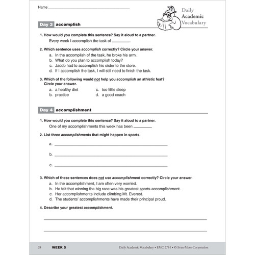 Grade 5 Daily Academic Vocabulary, Teacher Resource Book Paperback