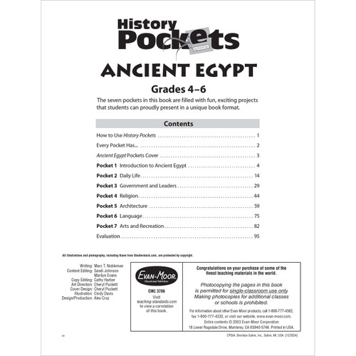 Grade 4-6 History Pockets: Ancient Egypt, Teacher Resource Book eBook