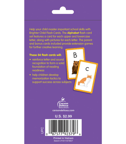 Grade PK-1 Alphabet, 54 Card Set Flash Cards