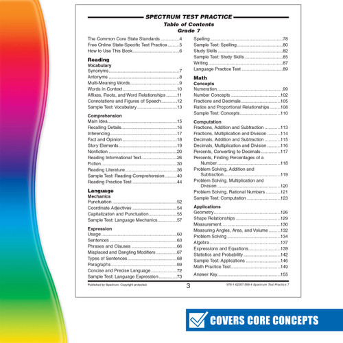 Grade 7 Spectrum Test Practice Workbook eBook (PDF)