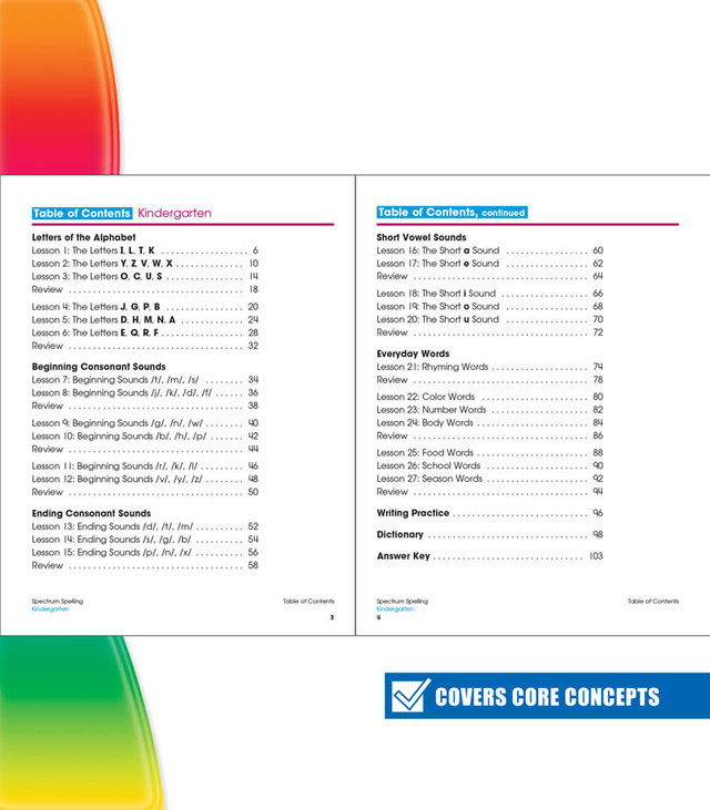 Grade K Spectrum Spelling Workbook Paperback