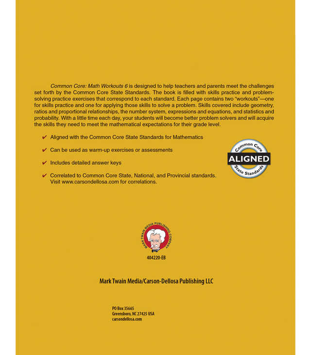 Grade 6 Common Core Math Workouts Resource Book eBook