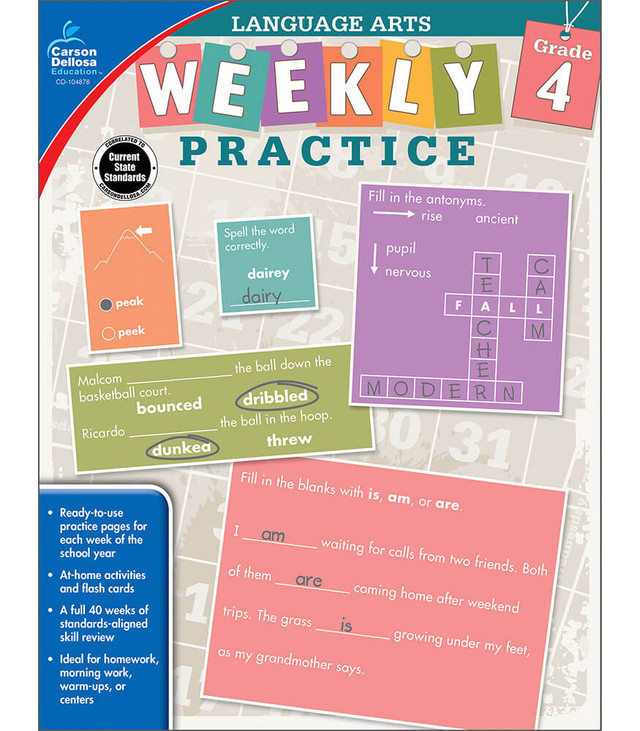 Grade 4 Weekly Practice: Language Arts Workbook eBook (PDF)