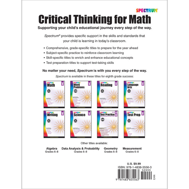 Grade 8 Spectrum Critical Thinking for Math Workbook eBook (PDF)