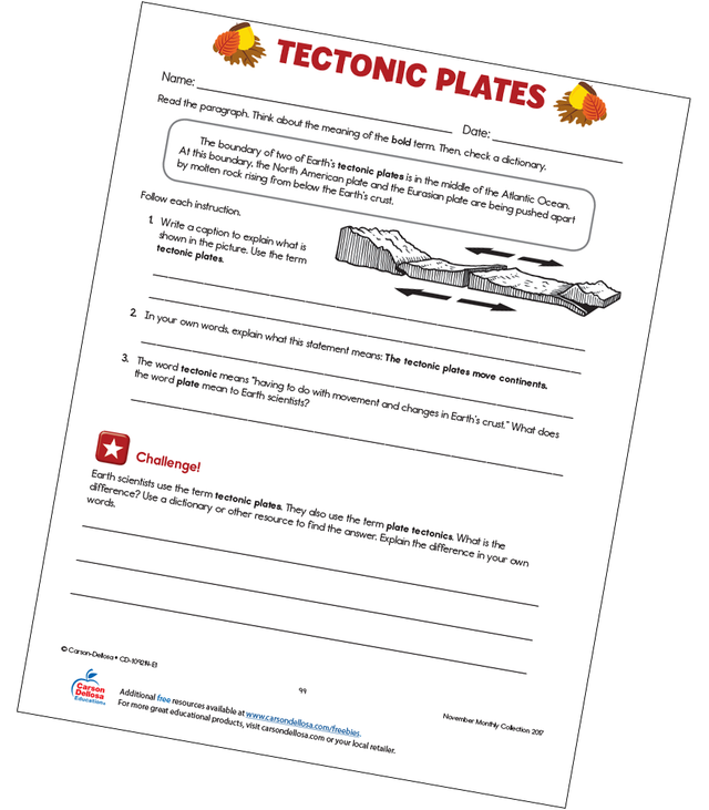 Tectonic Plates Free Printable | Carson Dellosa