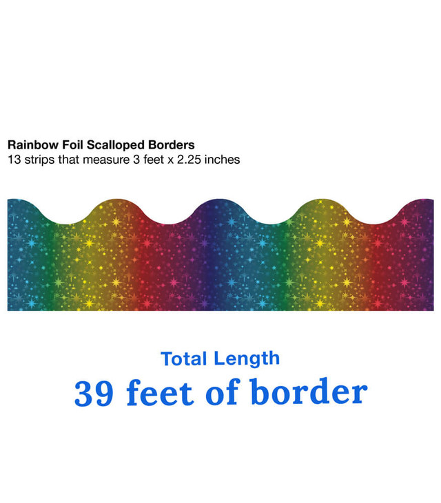 Rainbow Foil Scalloped Bulletin Board Borders 39'