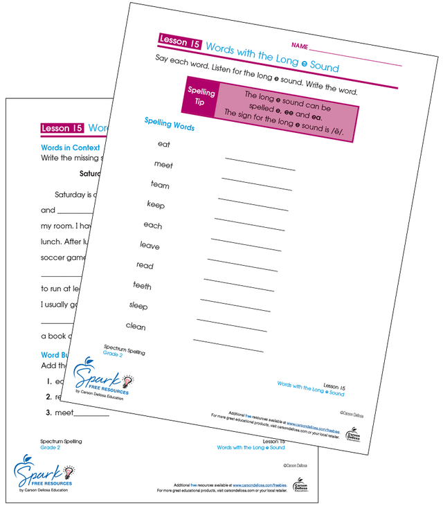 Spectrum Spelling Grade 2 Free Sample | Carson Dellosa