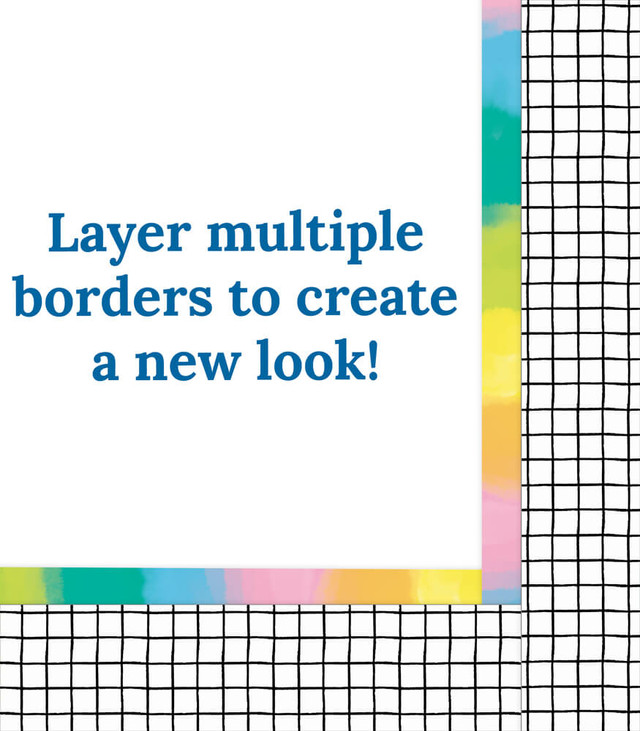 Black & White Grid Straight Bulletin Board Borders 36'