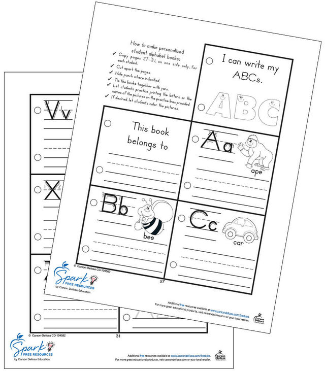 Student Alphabet Mini Book K-2 Free Printable | Carson Dellosa
