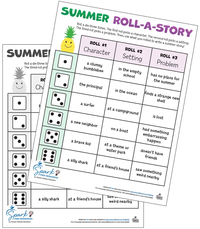 Summer Roll-A-Story Free Printable | Carson Dellosa