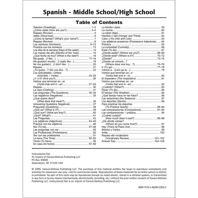 Grade 6-12 The 100+ Series™ Spanish Resource Book eBook