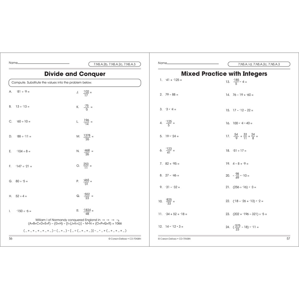 Grade 6-8 Pre-Algebra Workbook Paperback