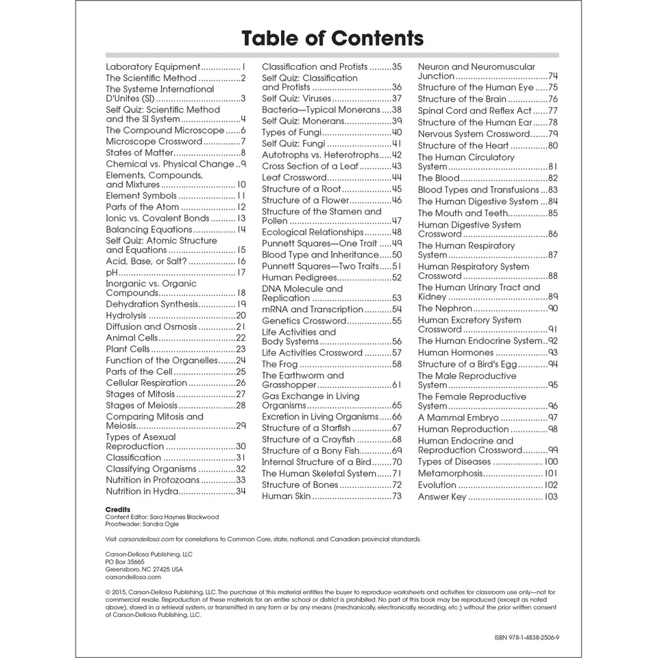 Grade 6-12 Biology Workbook eBook