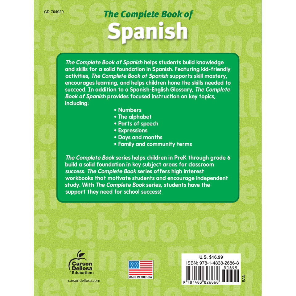 Grade 1-3 The Complete Book of Spanish Workbook eBook (PDF)