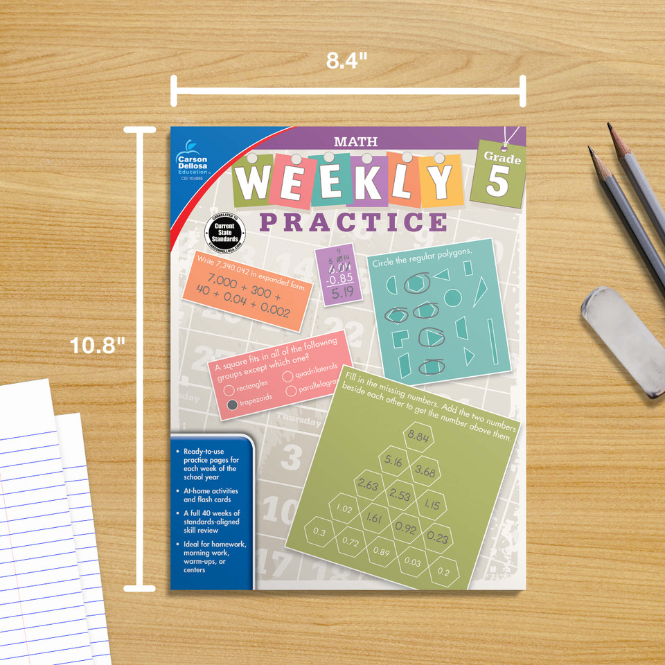 Grade 5 Weekly Practice: Math Workbook Paperback