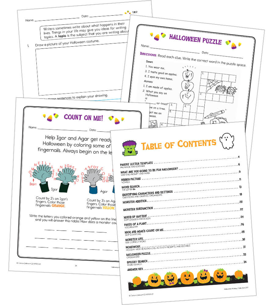 Halloween Holiday Printable Collection Grade 1