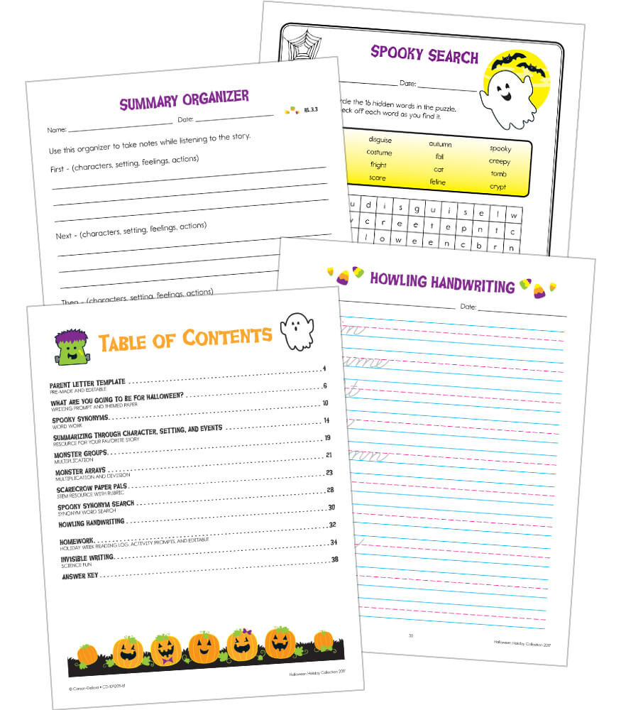 Halloween Holiday Printable Collection Grade 3