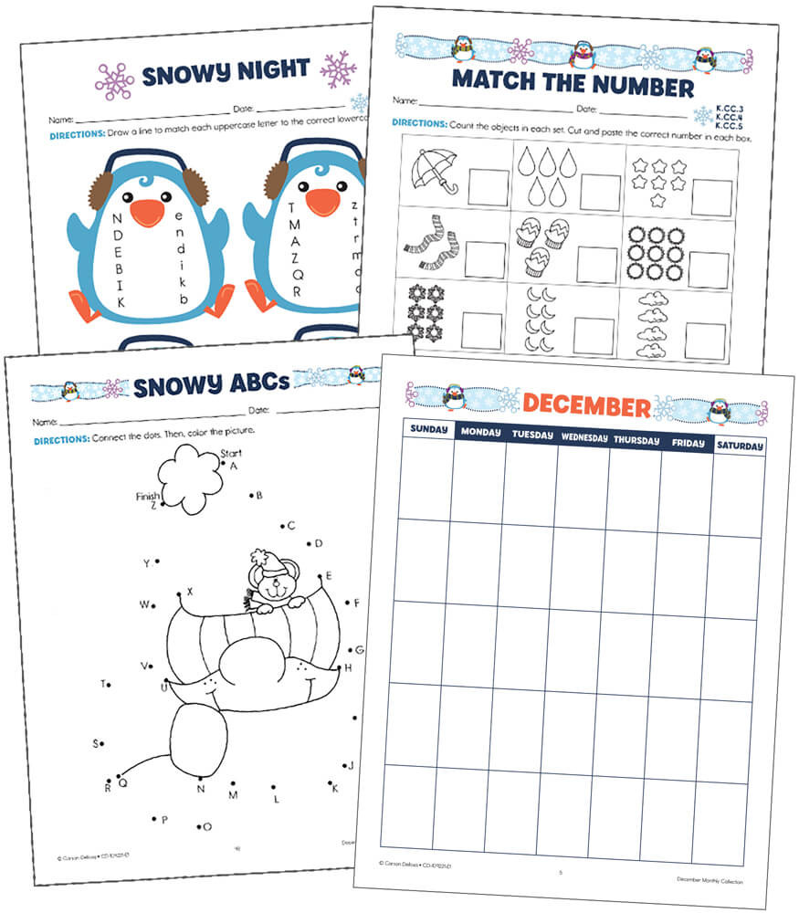 December Monthly Printable Collection Grade K