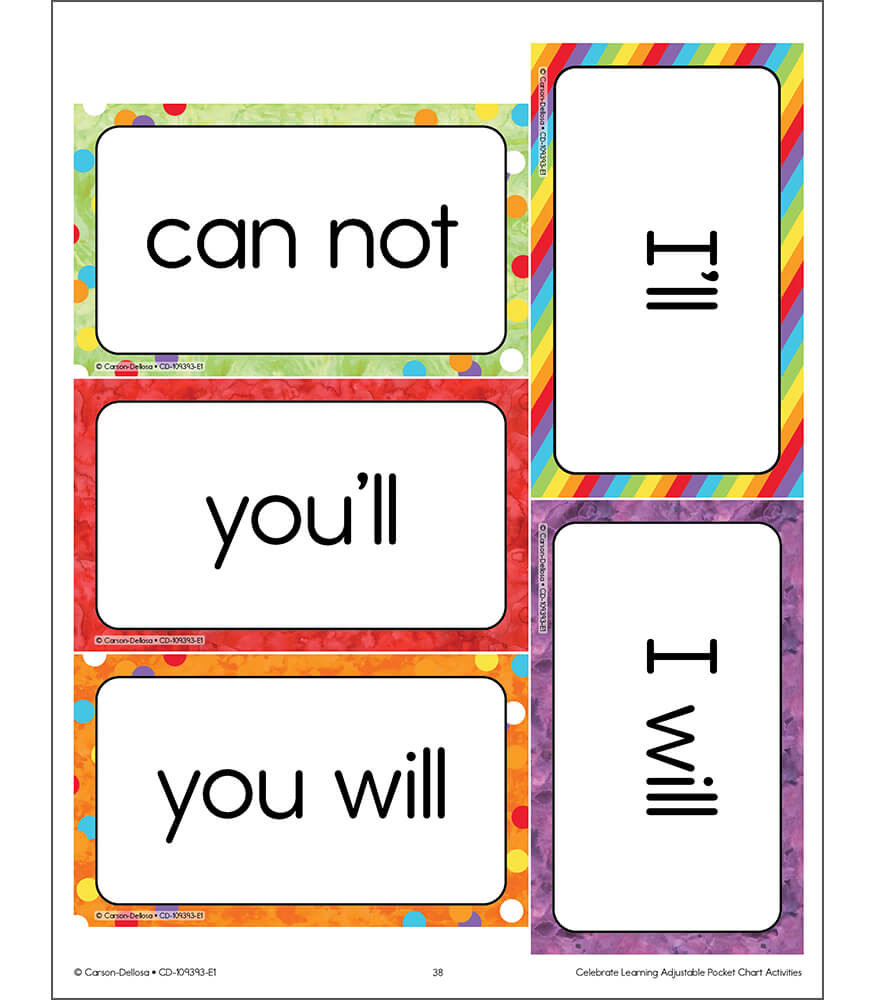 Celebrate Learning Adjustable Printable Pocket Chart Activities Grade K-5