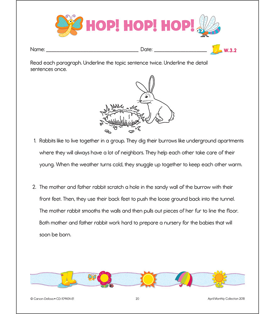 April Monthly Printable Collection Grade 3