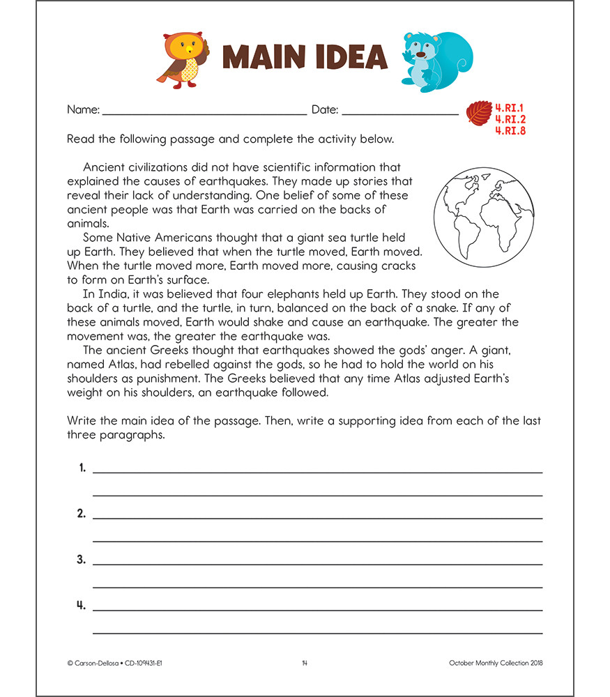 October Monthly Printable Collection Grade 4