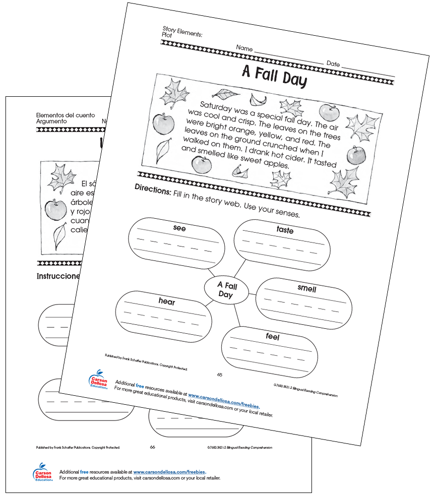 A Fall Day Bilingual Spanish Free Printable | Carson Dellosa