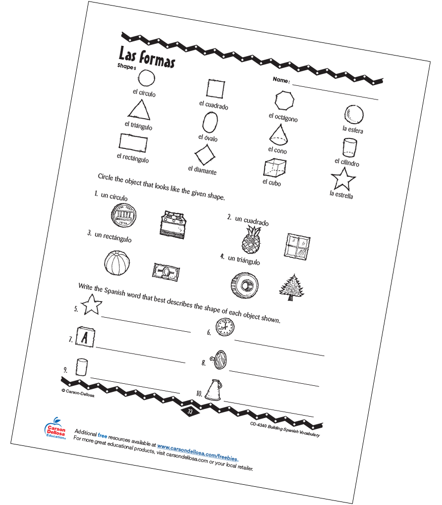 ShapesSpanish Free Printable | Carson Dellosa