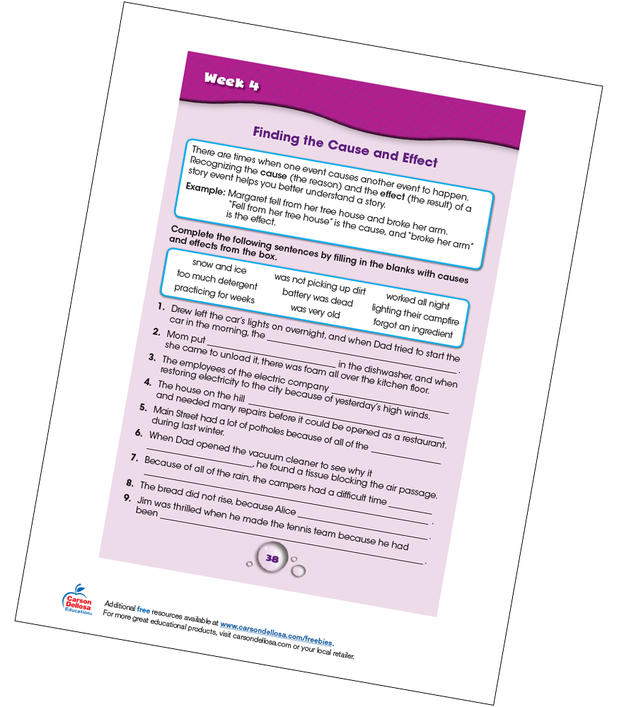 Find the Cause and Effect Free Printable | Carson Dellosa