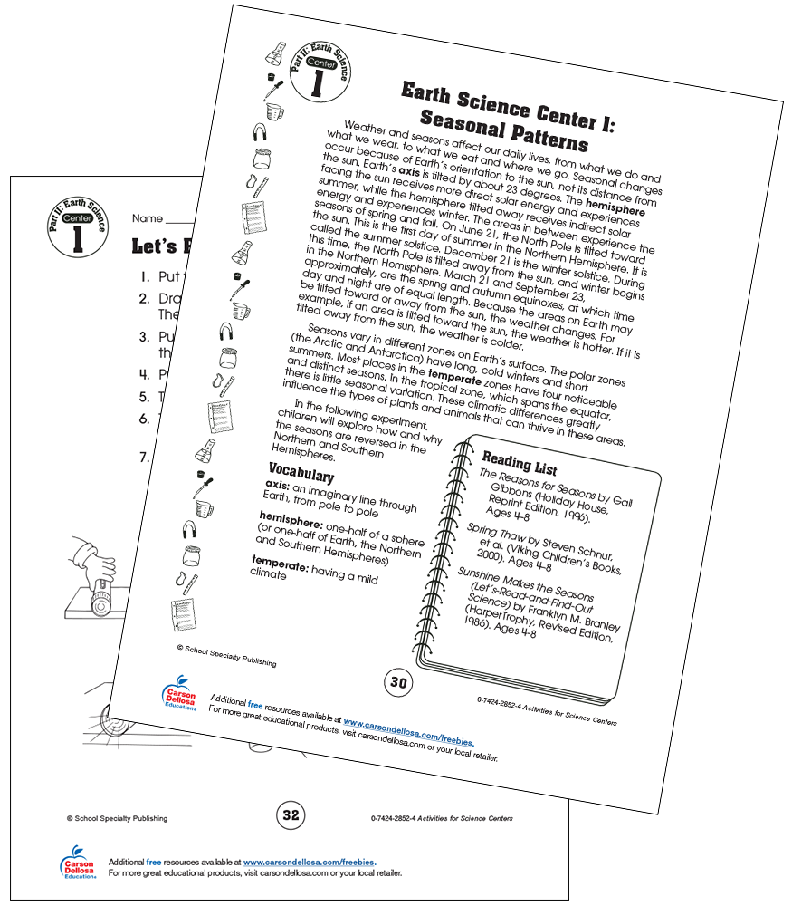 Earth Science: Seasonal Patterns Free Printable | Carson Dellosa