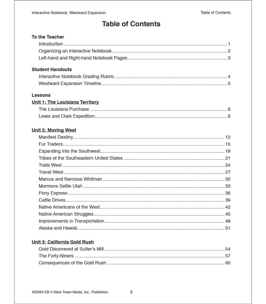 Grade 5-8 Interactive Notebook: Westward Expansion Resource Book eBook ...