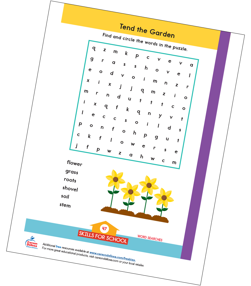 Tend the Garden Word Search Free Activity | Carson Dellosa