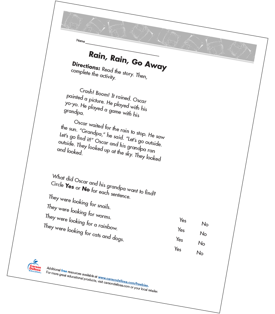 Rain, Rain, Go Away Free Printable | Carson Dellosa