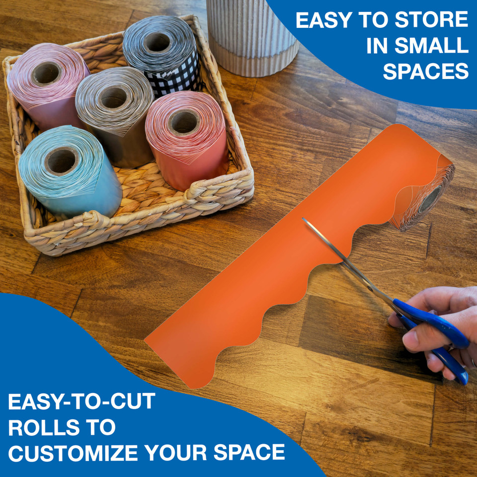 65' Orange Rolled Scalloped Bulletin Board Borders