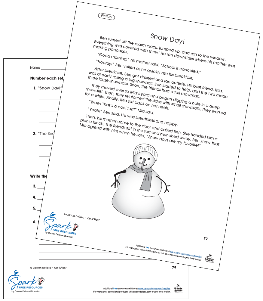 Paired Passages for Critical Thinking: Snow Days! | Carson Dellosa