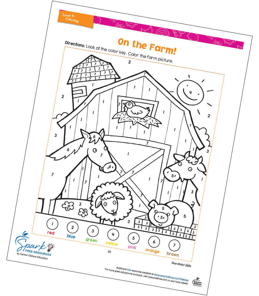 On the Farm! Color By Number Free Printable | Carson Dellosa