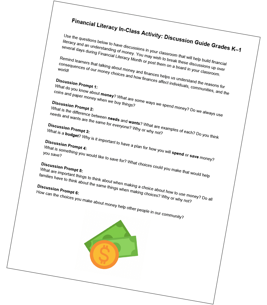 Financial Literacy In-Class Activity: Discussion Guide Grades K-1