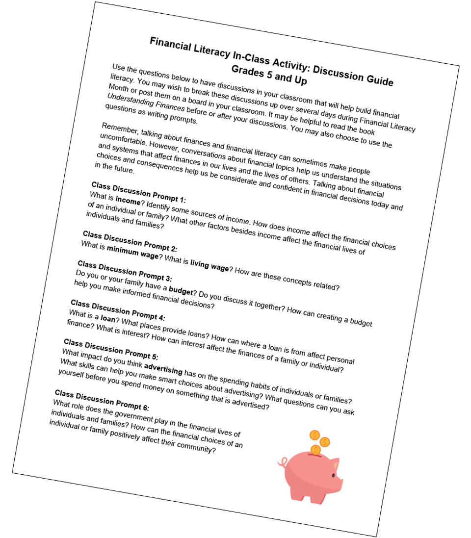 Financial Literacy In-Class Activity: Discussion Guide Grades 5+ Free ...