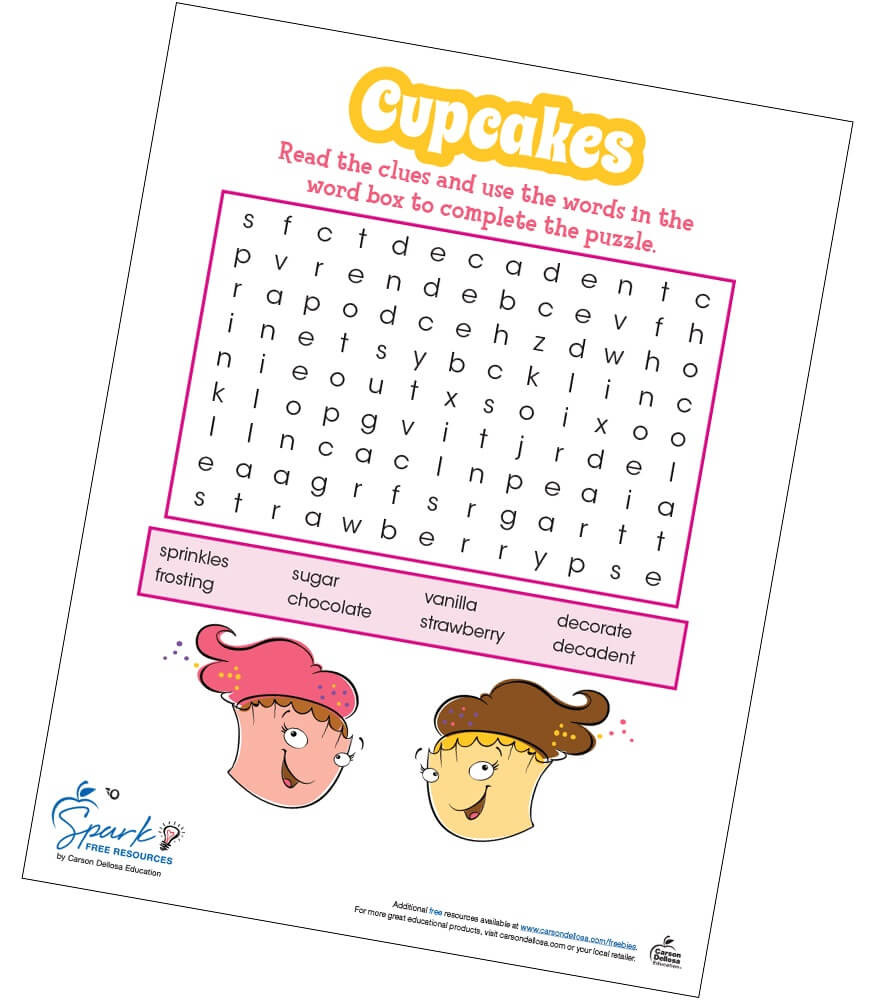 Cupcake Crossword Puzzle Free Printable | Carson Dellosa