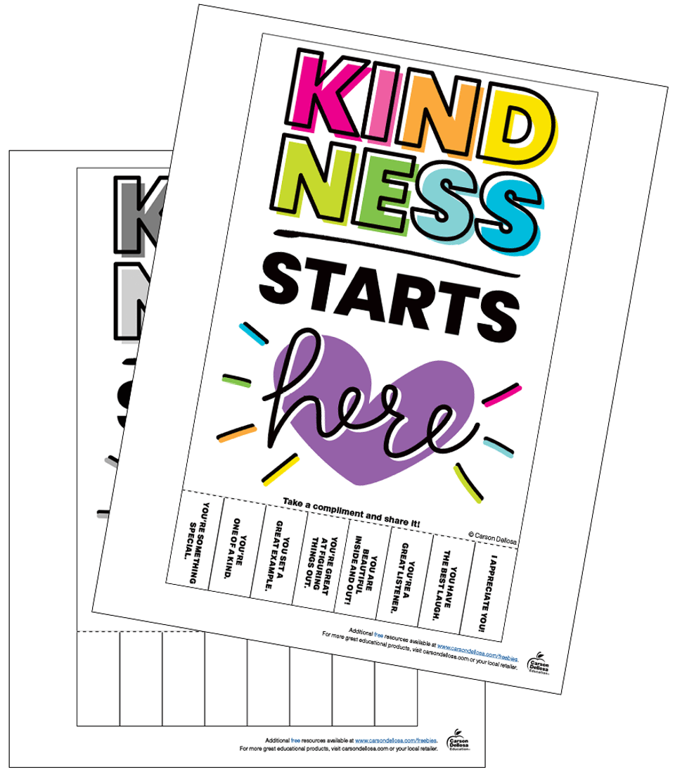 Kindness Starts Here Tear-Off Compliment Poster Free Classroom Décor ...